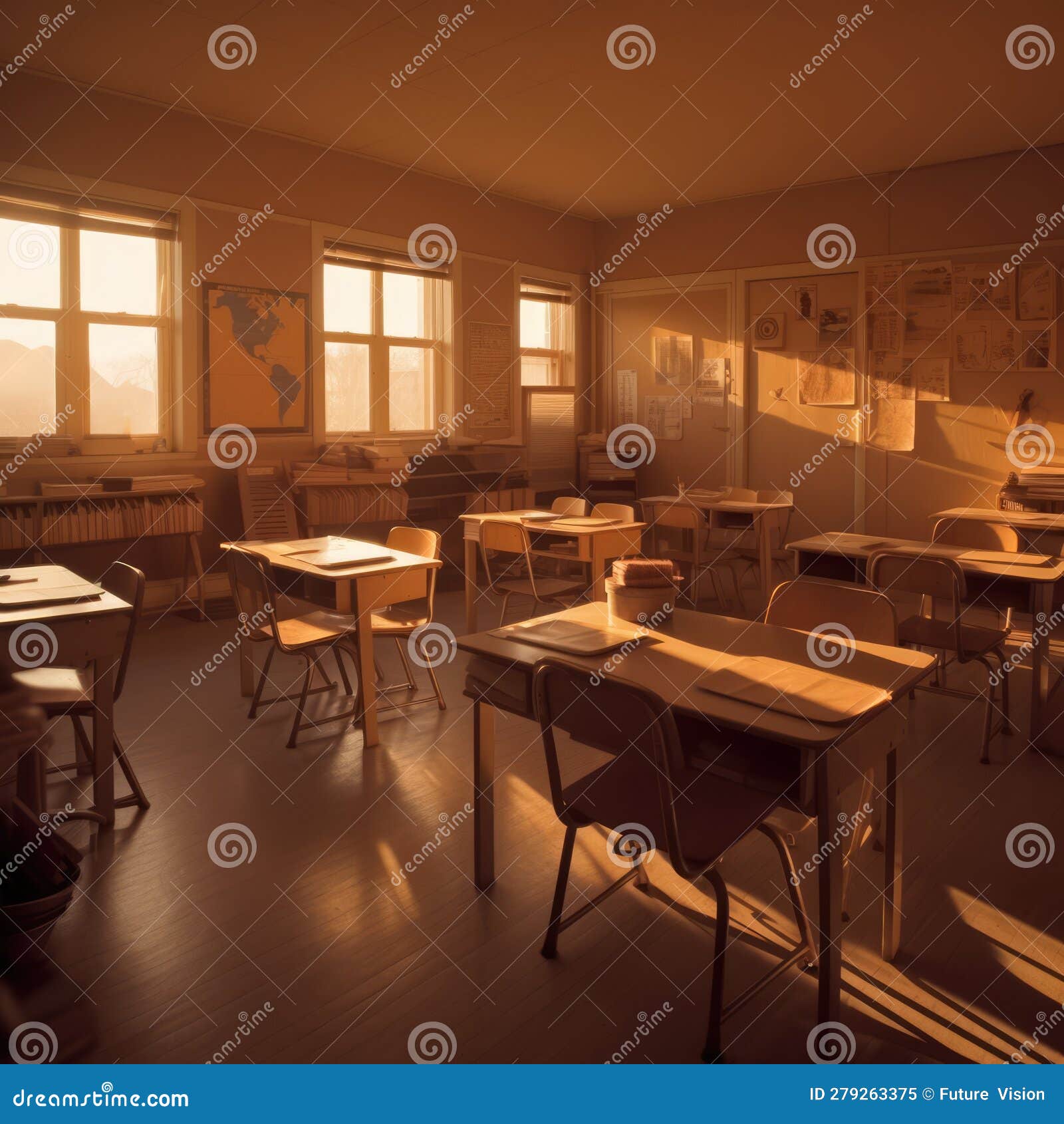 Interiors of Classroom with Windows, Created Using Generative Ai ...