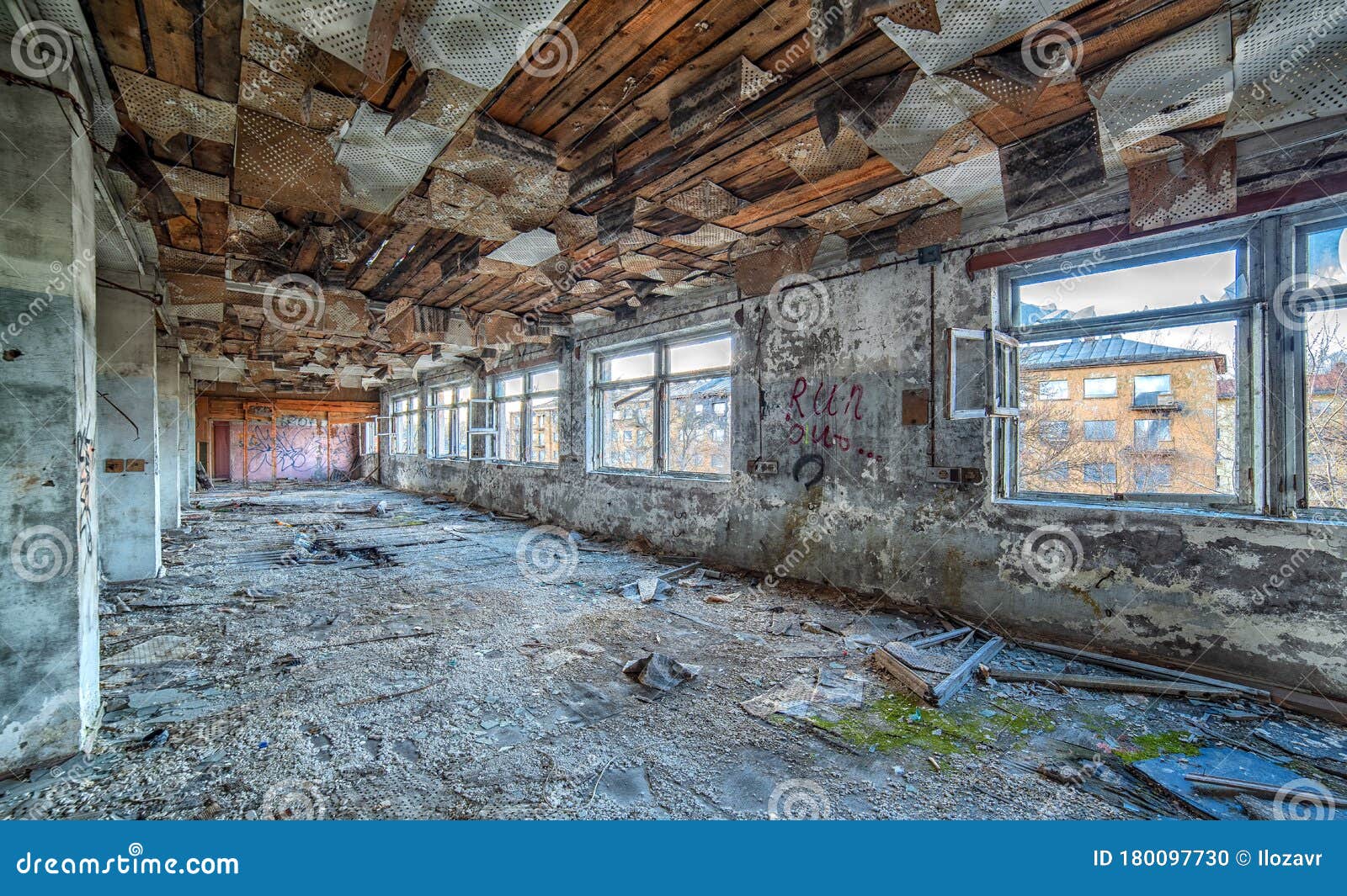 Interiors of a Destroyed Room or Building Stock Photo - Image of wall ...