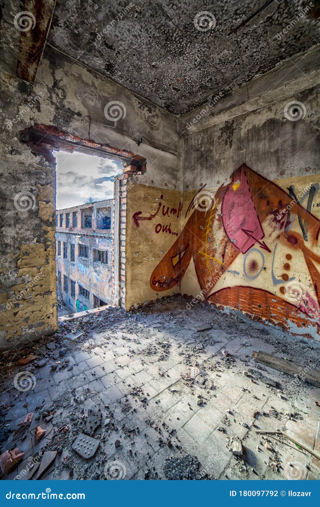 Interiors of a Destroyed Room or Building Stock Photo - Image of ...