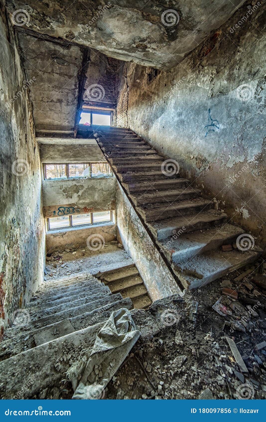 Interiors of a Destroyed Room or Building Stock Photo - Image of ...