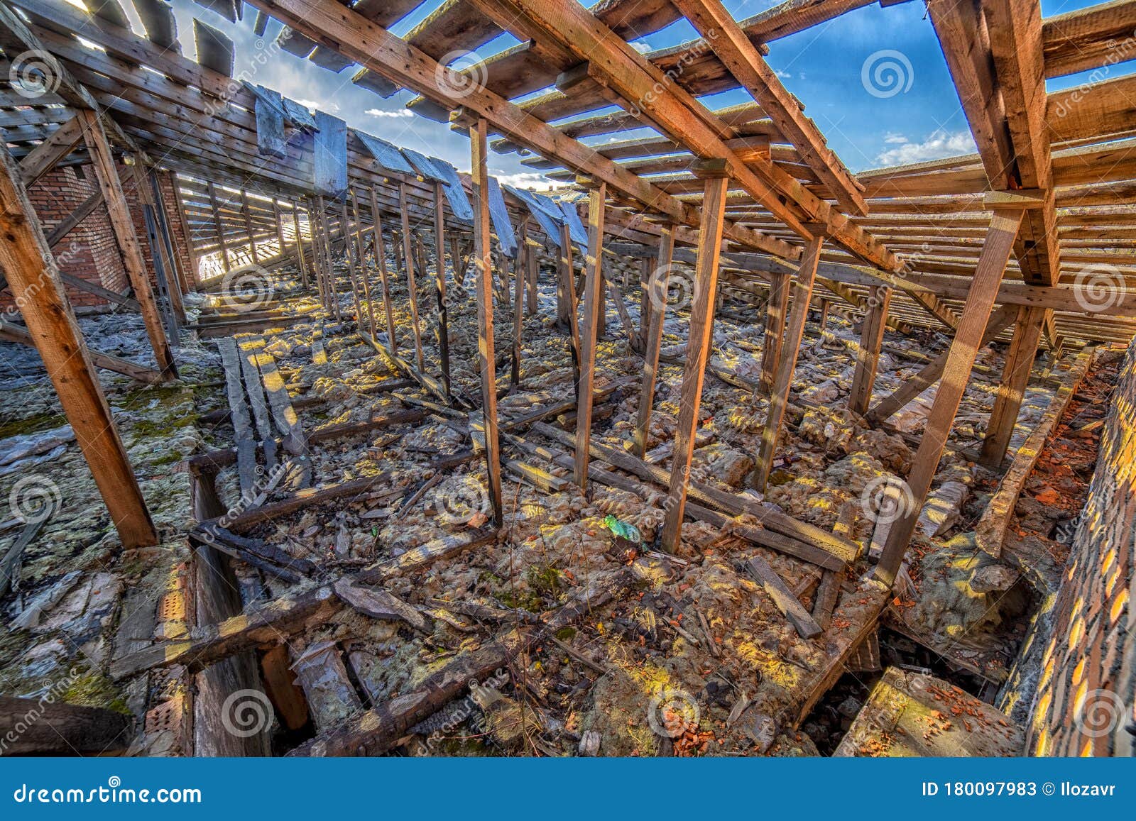 Interiors of a Destroyed Room or Building Stock Image - Image of brick ...