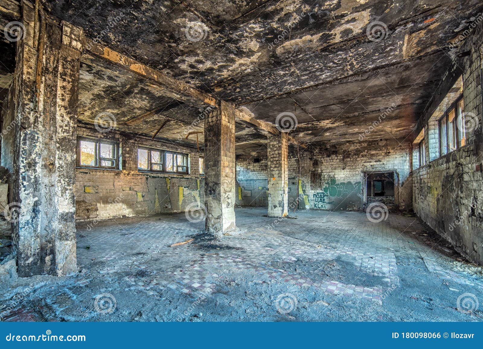 Interiors of a Destroyed Room or Building Stock Photo - Image of ...