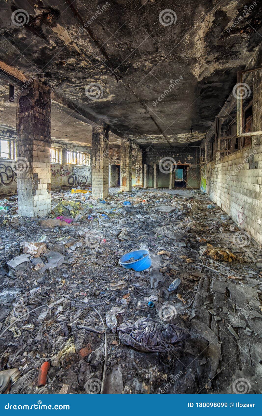 Interiors of a Destroyed Room or Building Stock Image - Image of ...