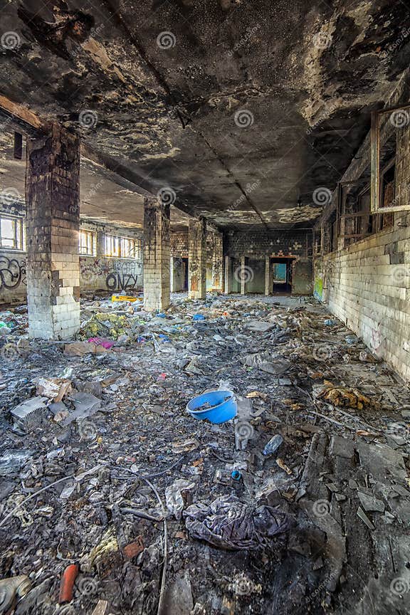 Interiors of a Destroyed Room or Building Stock Image - Image of ...