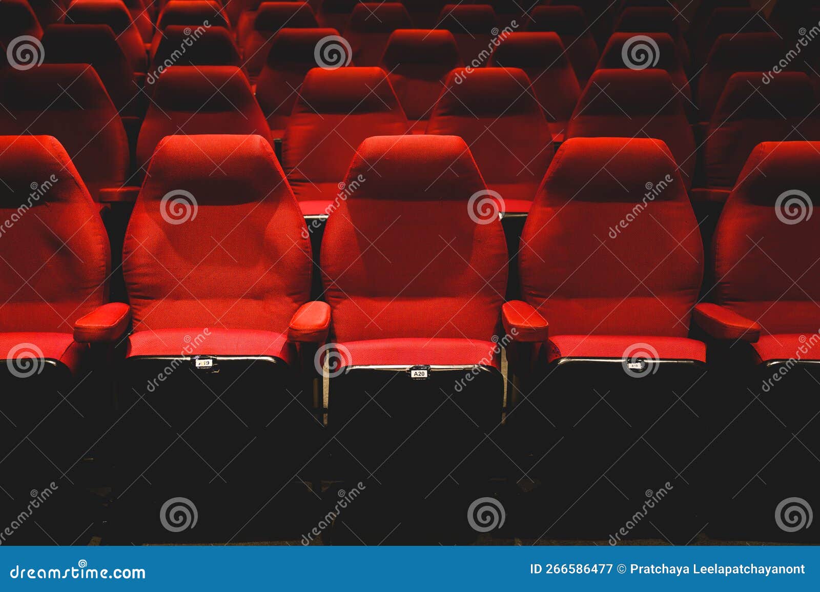 Interiors of Empty Comfortable Red Cinema Chairs. Low-key Stock Image ...