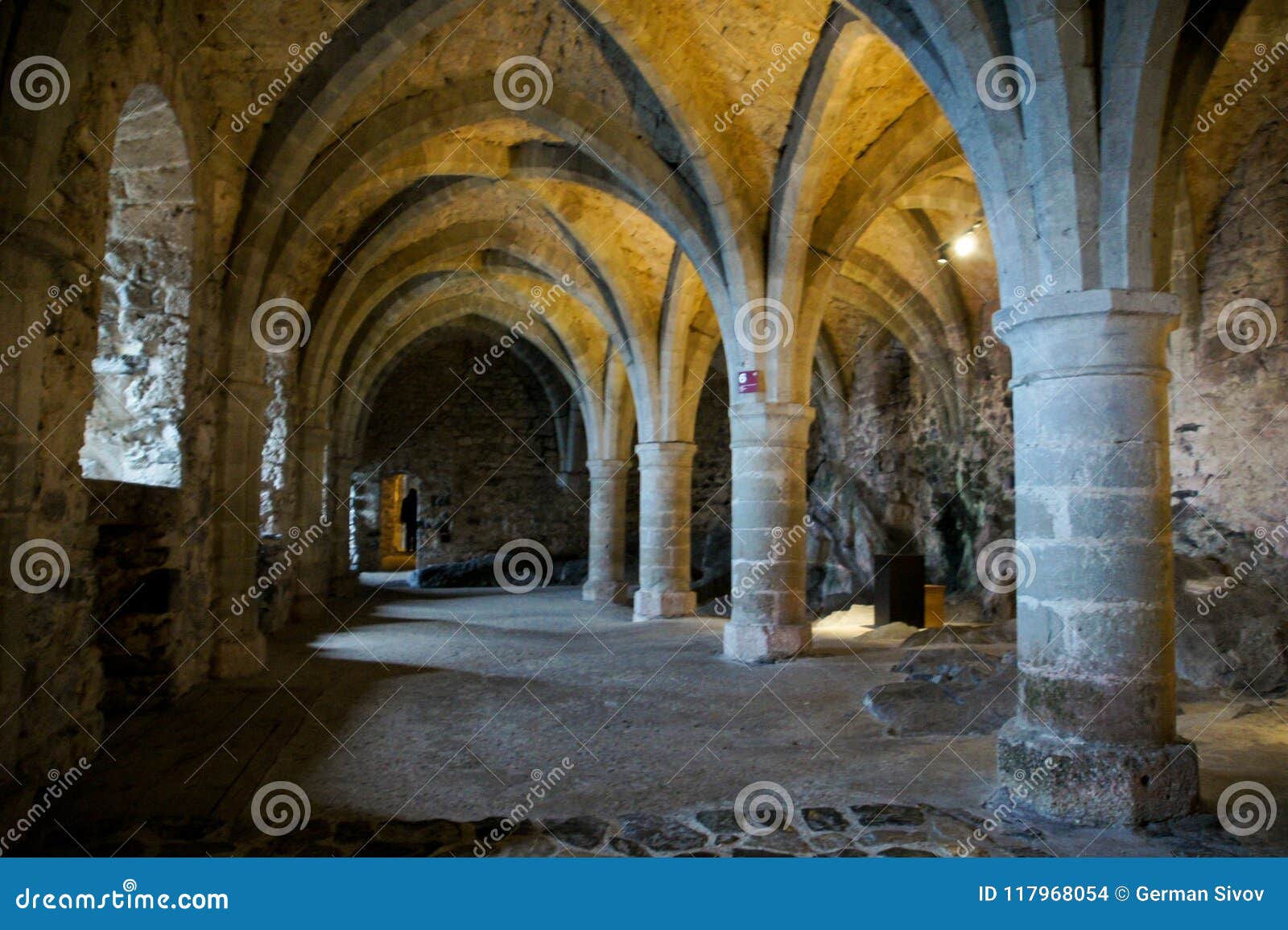 Vaults on stone columns. editorial stock image. Image of yard - 117968054