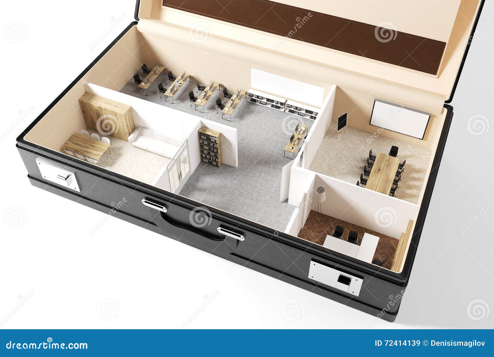 Interiors inside suitcase stock illustration. Illustration of living ...