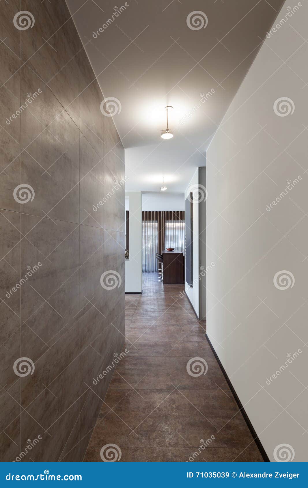 Interiors, Long Corridor with Marble Wall Stock Image - Image of ...
