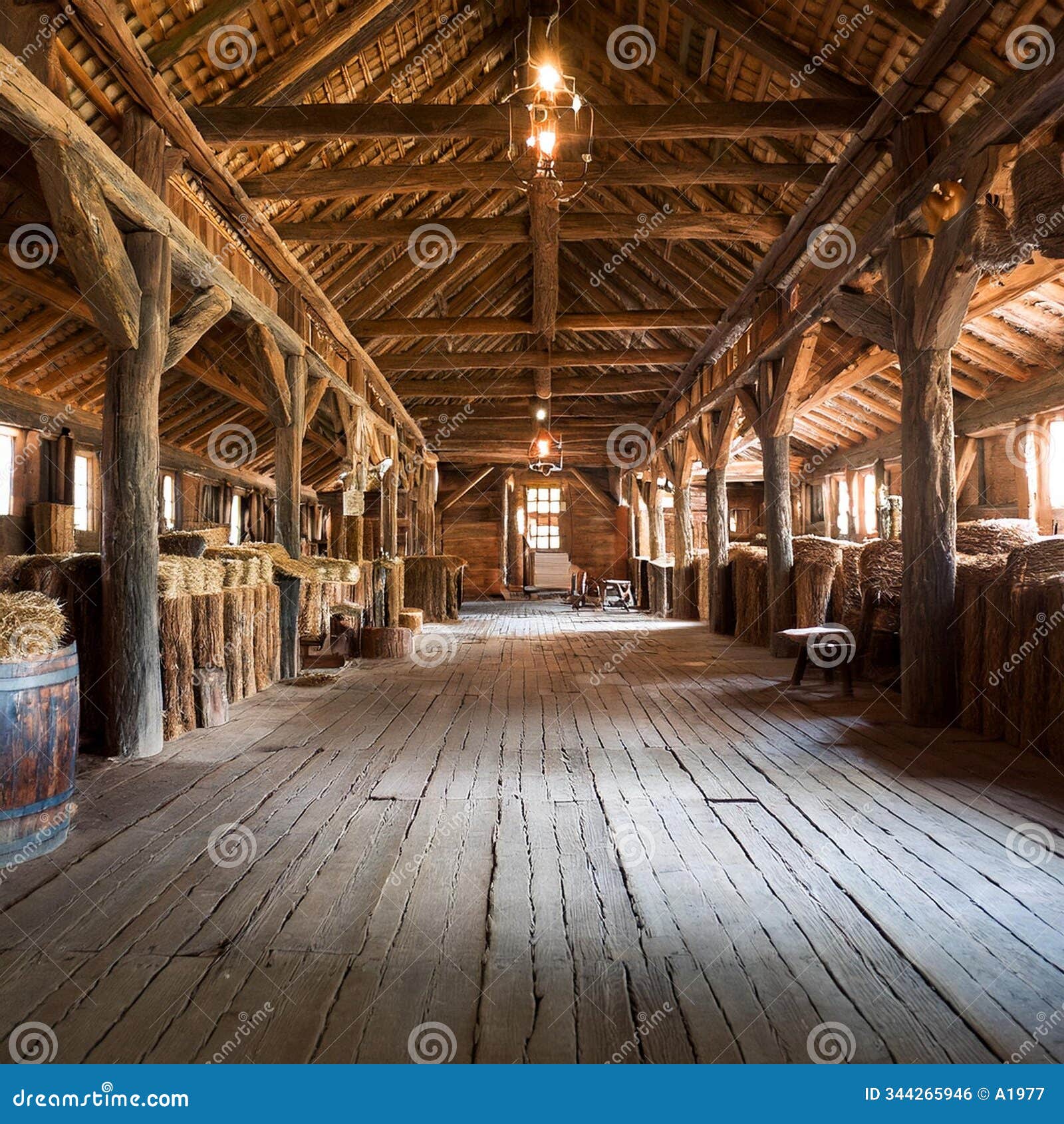 Interiors of a Medieval Barn, AI Generated Stock Illustration ...
