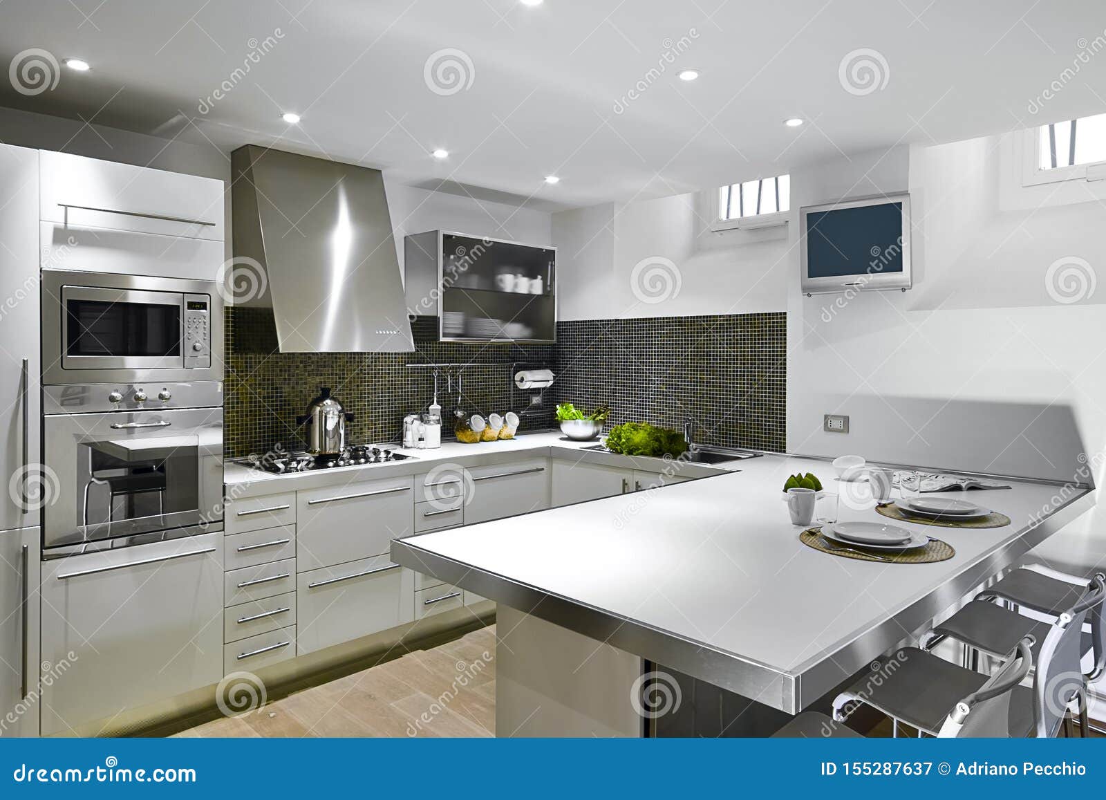 Interiors Shots of a Modern Kitchen Stock Image - Image of horizontal ...