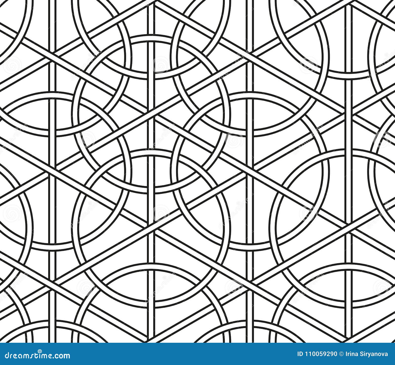 Interlaced Circles, Seamless Line Geometric Vector Patterns Stock ...