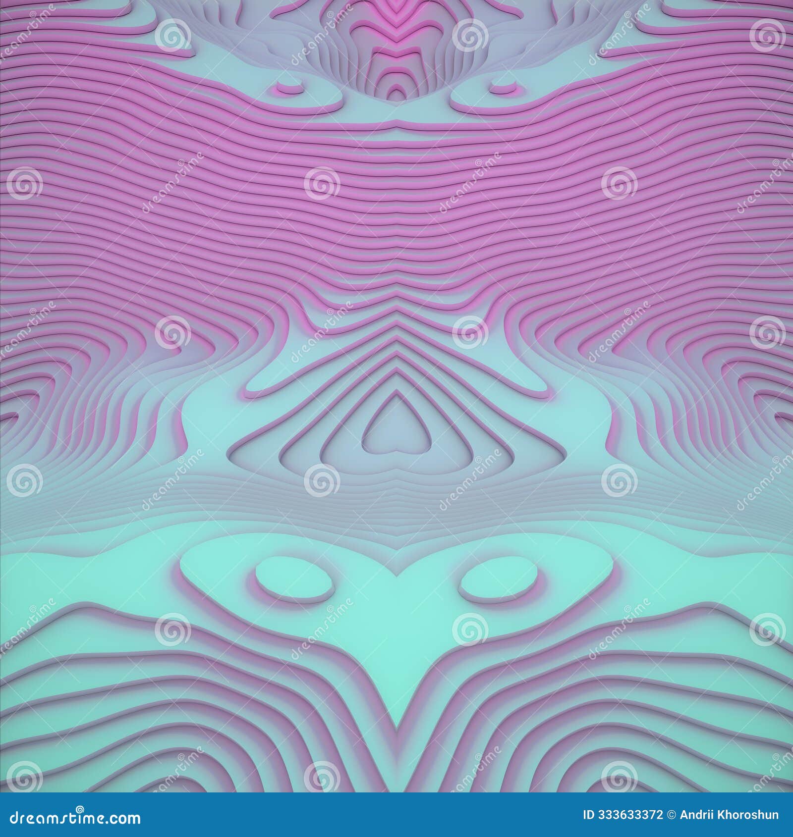 Interlaced Symmetrical Wave Pattern in Pink and Blue. 3d Rendering ...