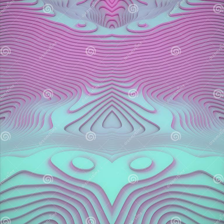 Interlaced Symmetrical Wave Pattern in Pink and Blue. 3d Rendering ...