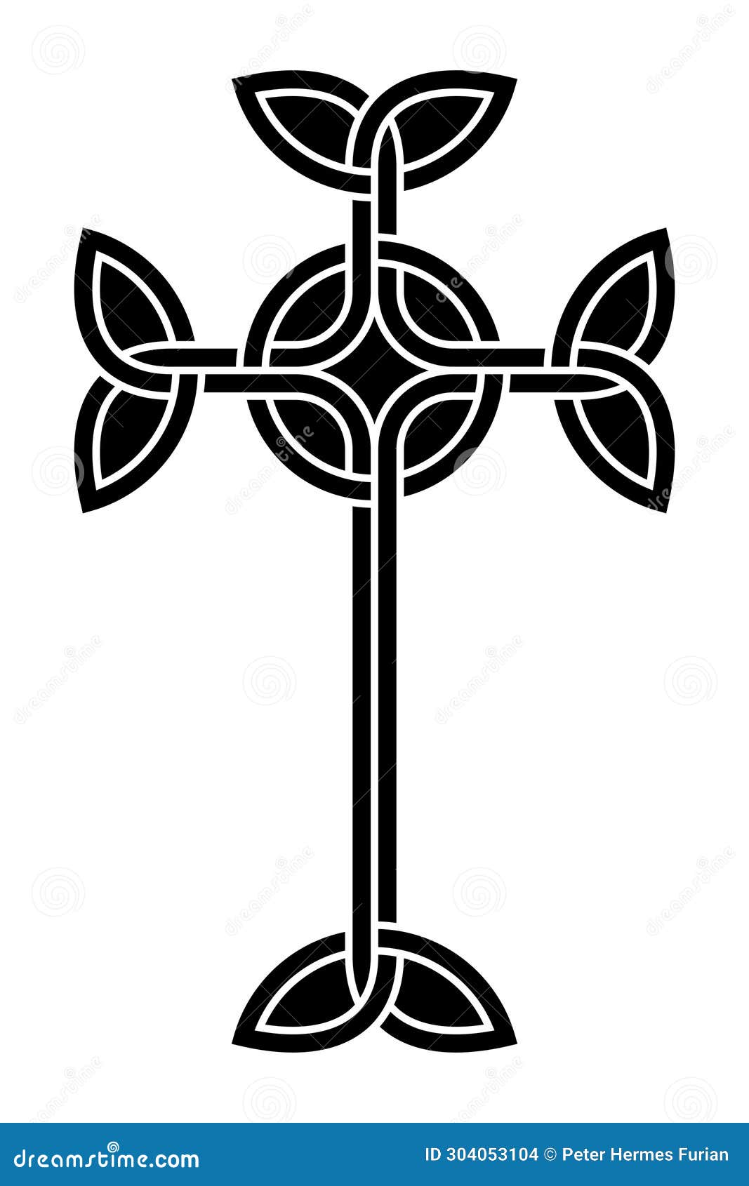 Interlaced Celtic Cross, a Latin Cross, with Triangular Knots and a ...