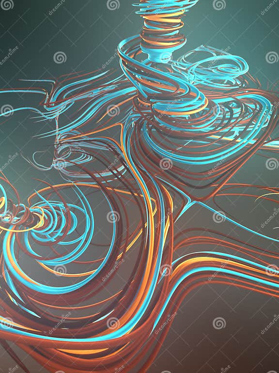 Interlacing Abstract Blue Colored Curves. Computer Generated Geometric ...