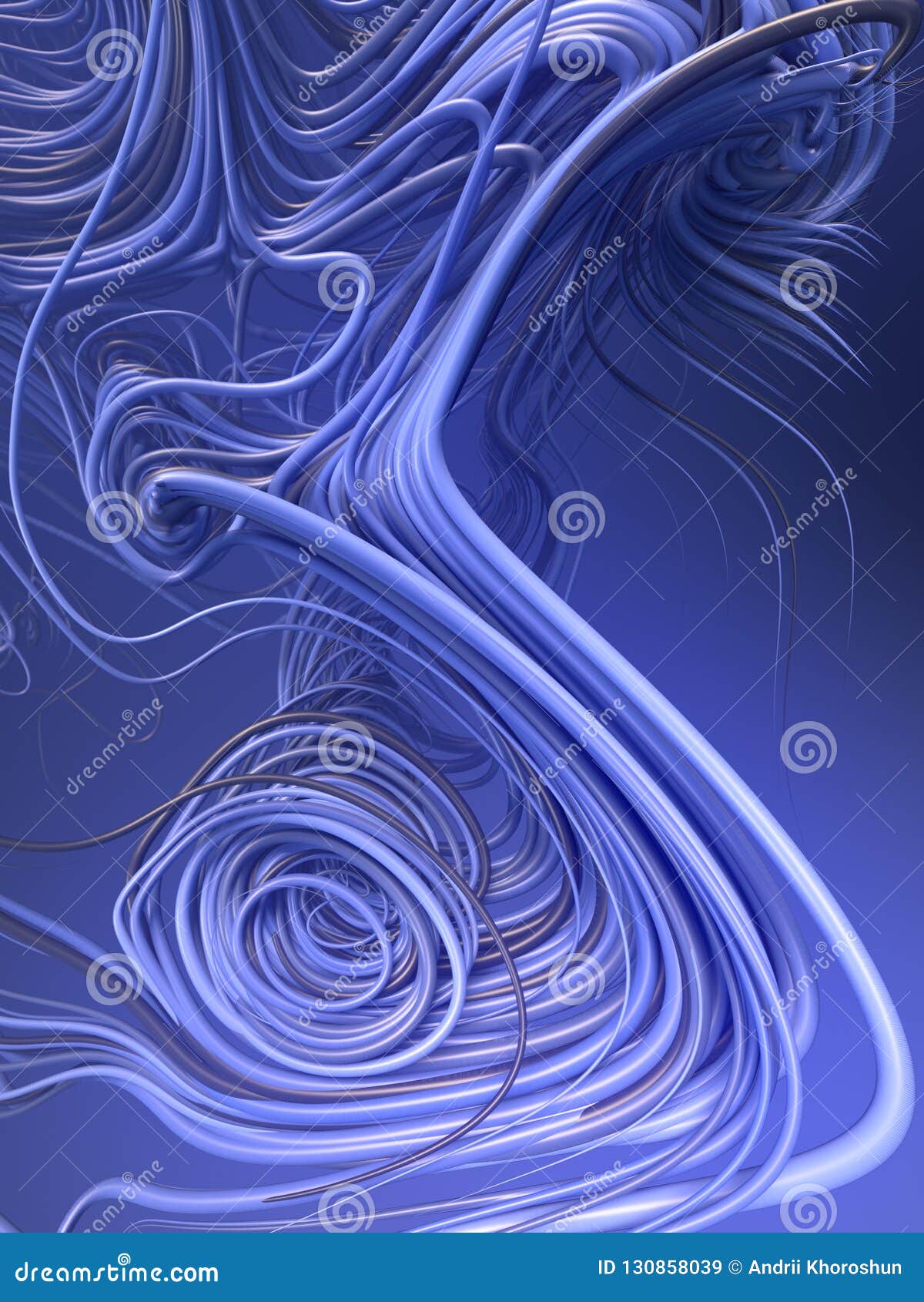 Interlacing Abstract Blue Colored Curves. 3D Rendering Stock ...