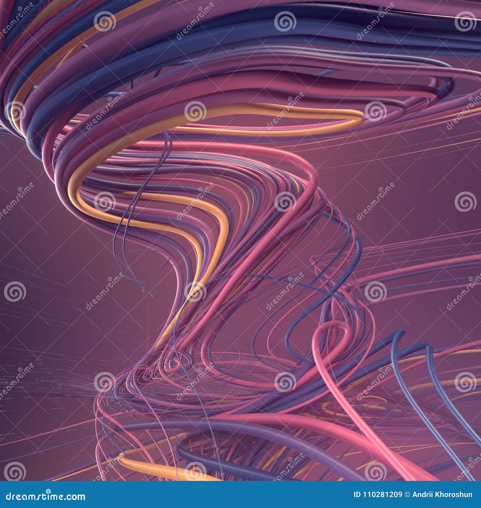 Interlacing Abstract Blue and Pink Curves. 3D Rendering Stock ...