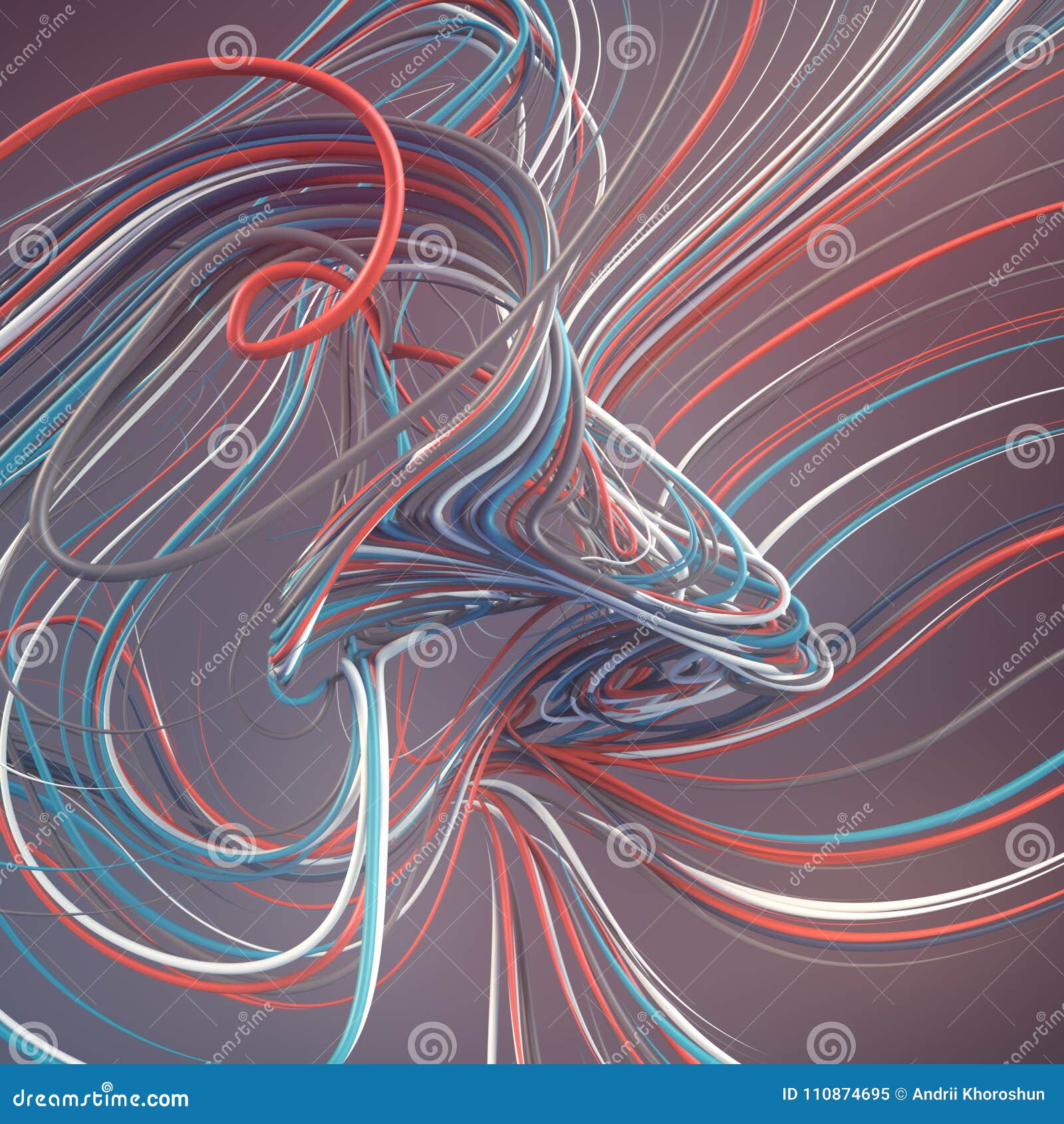 Interlacing Abstract Blue and Red Curves. 3D Rendering Stock ...
