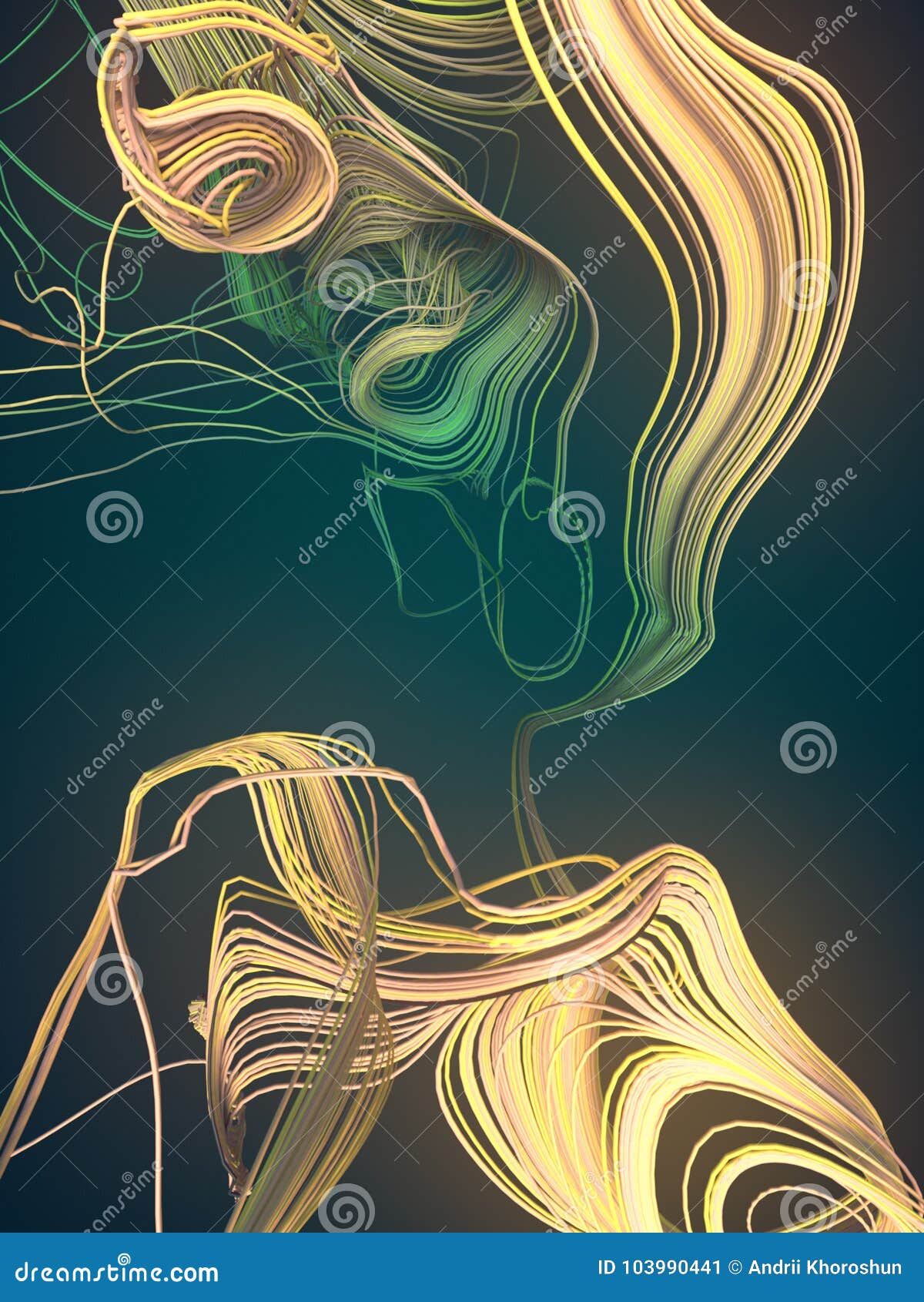 Interlacing Abstract Colored Curves. 3D Rendering Stock Illustration ...