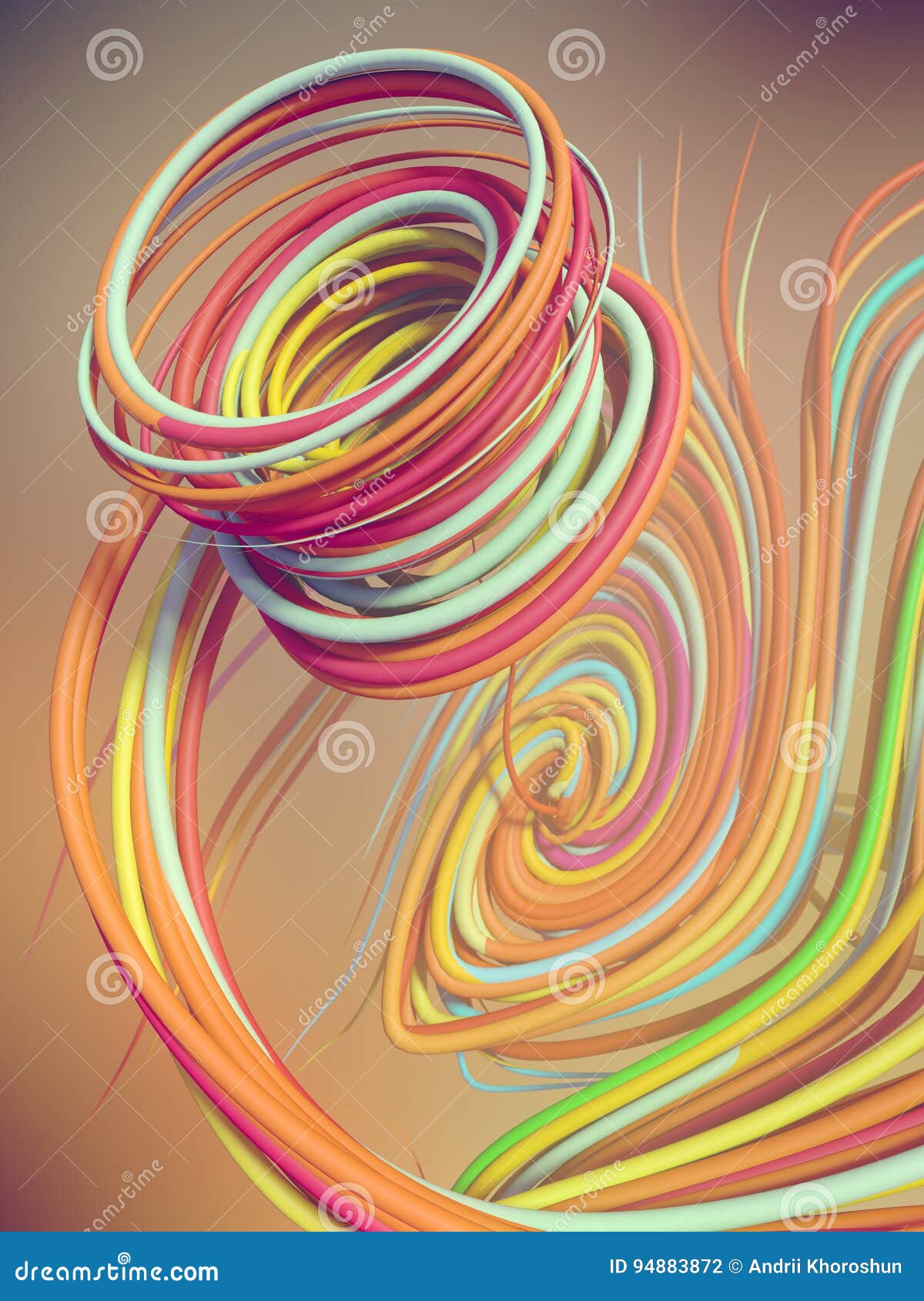 Interlacing Abstract Colored Curves. 3D Rendering Stock Illustration ...