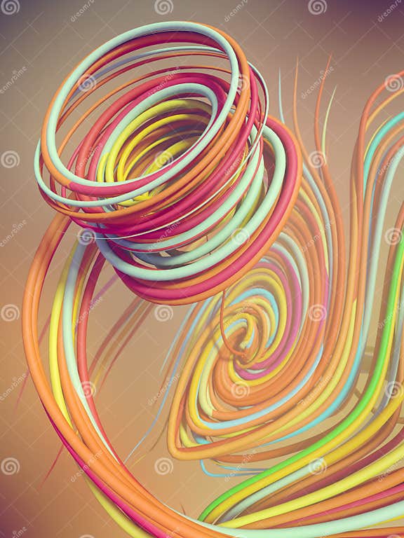 Interlacing Abstract Colored Curves. 3D Rendering Stock Illustration ...