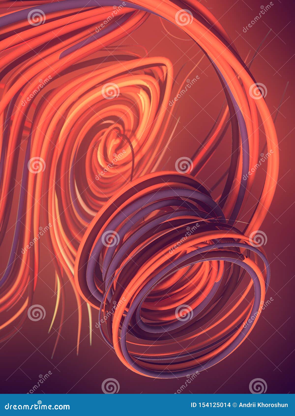 Interlacing Abstract Orange Colored Curves. Computer Generated ...