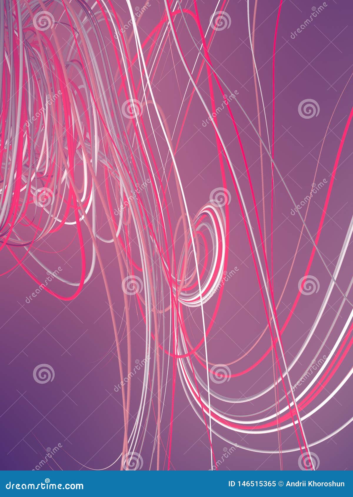 Interlacing Abstract Pink Colored Curves. Computer Generated Geometric ...