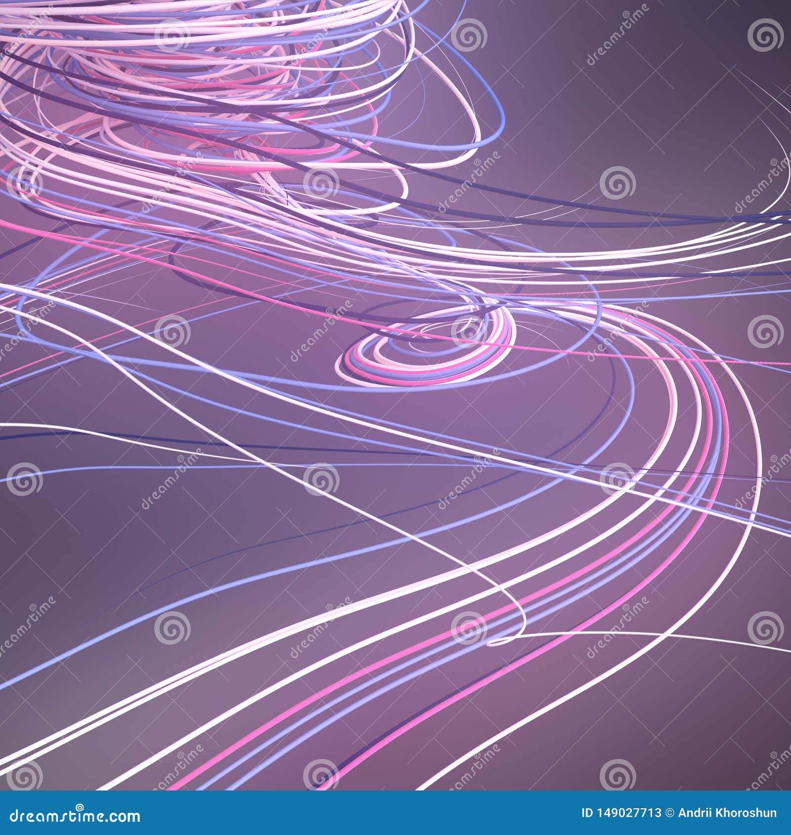 Interlacing Abstract Pink Colored Curves. Computer Generated Geometric ...