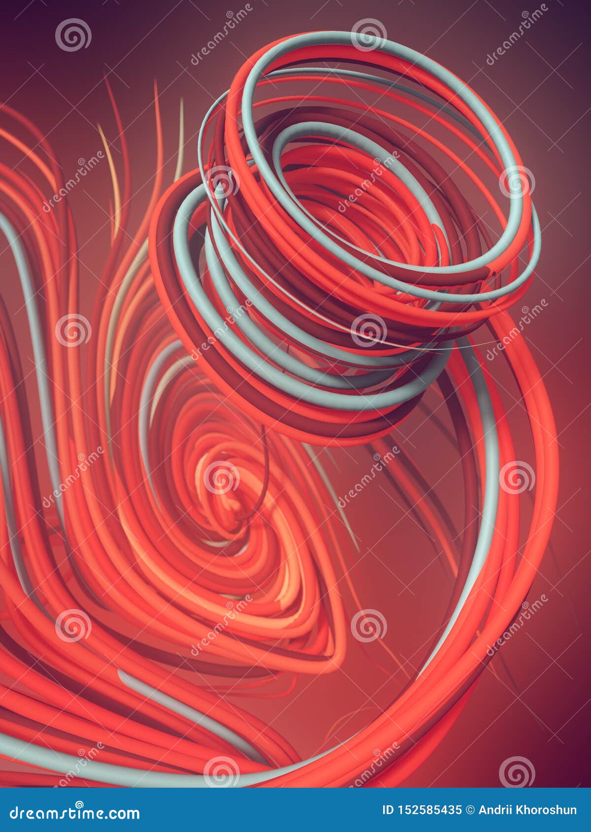 Interlacing Abstract Red Colored Curves. Computer Generated Geometric ...