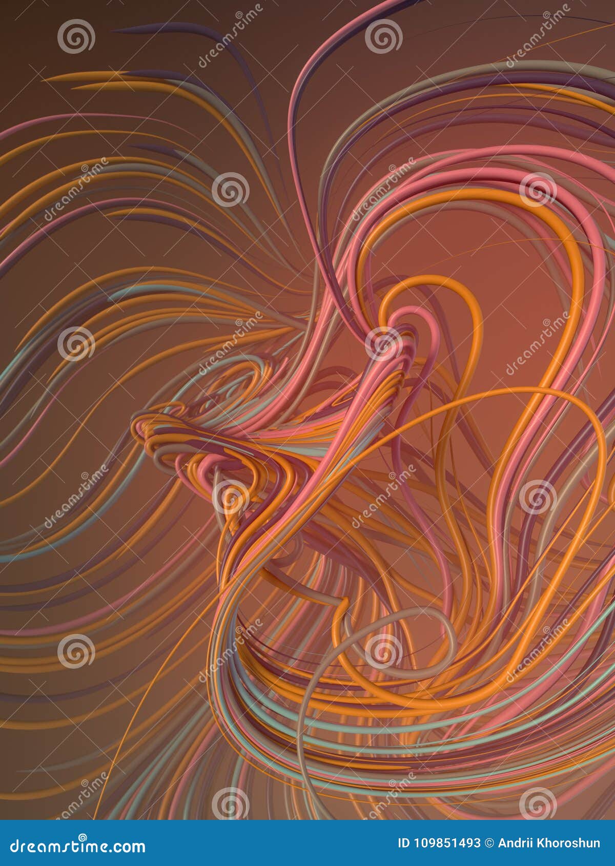Interlacing Abstract Red and Orange Curves. 3D Rendering Stock ...