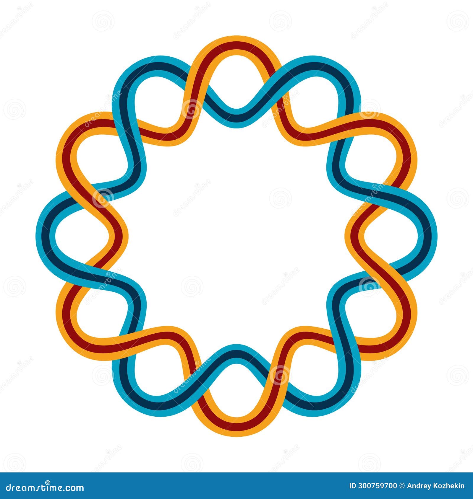 Interlacing Smooth Lines Circular Pattern, Isolated on White Background ...