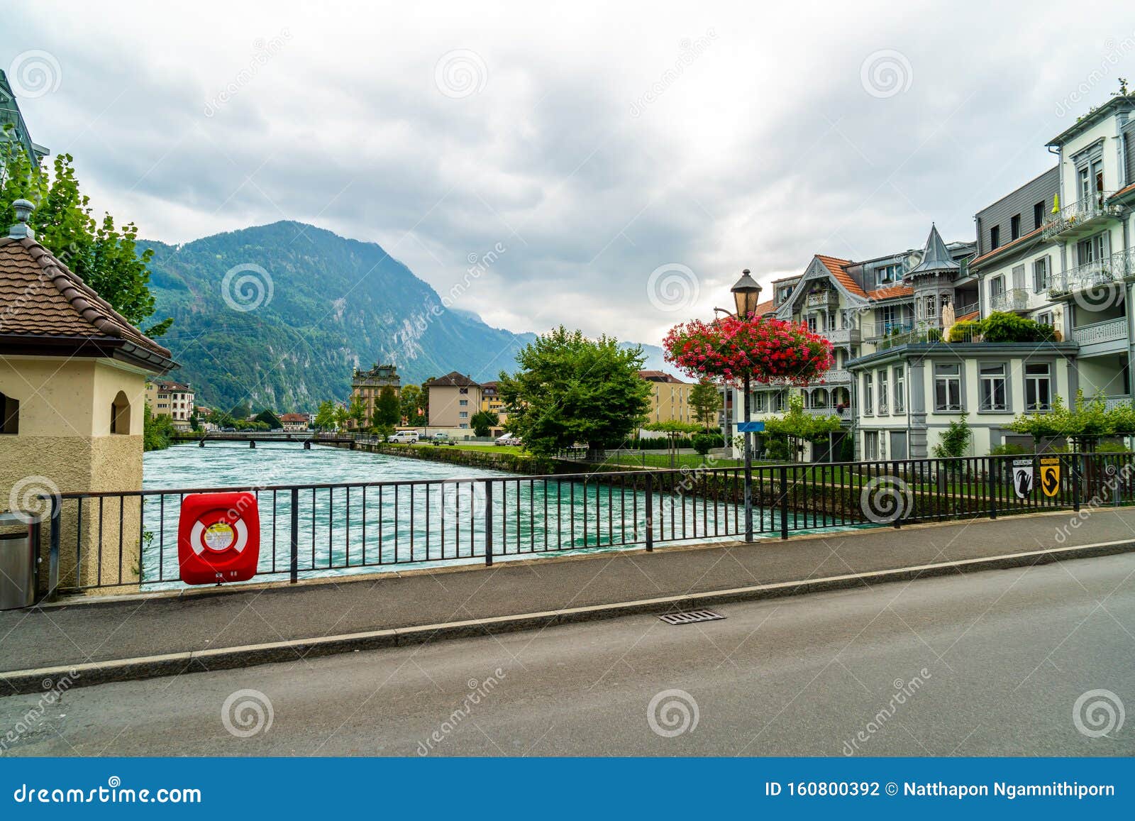 Interlaken Town with Thunersee River, Switzerland Editorial Photography ...