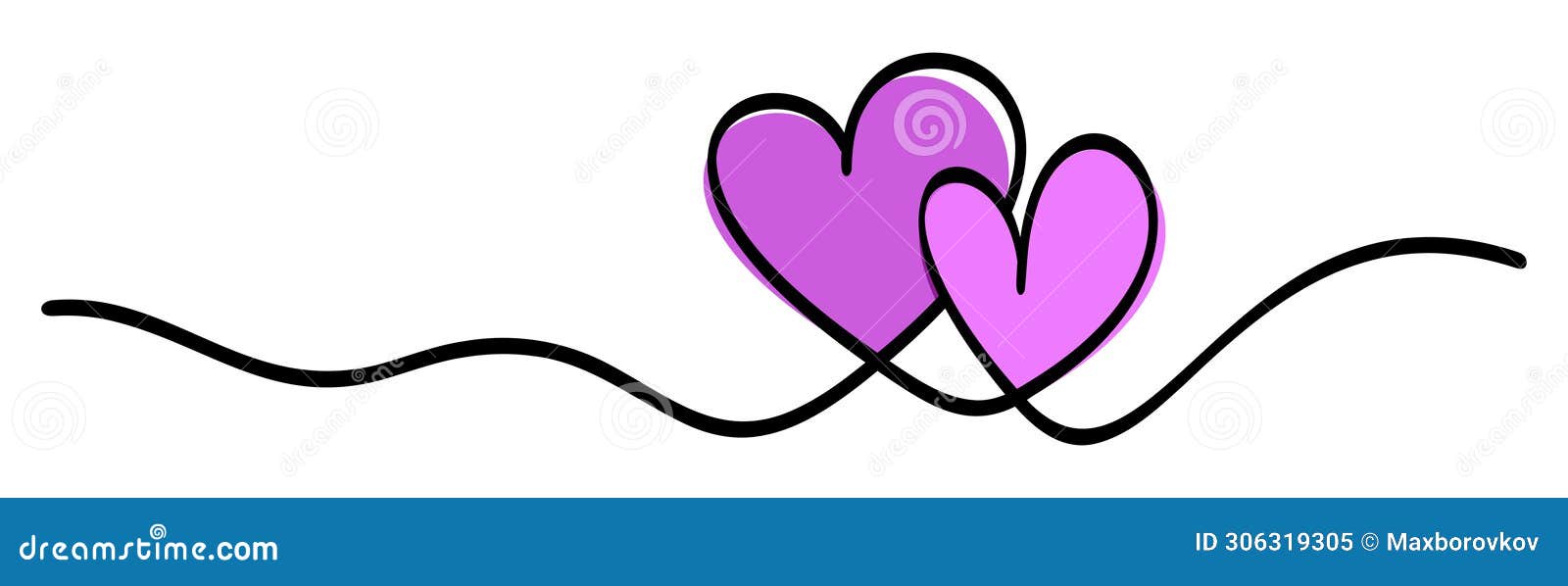 Interlinked Hearts Line Art Cartoon Vector | CartoonDealer.com #306319305