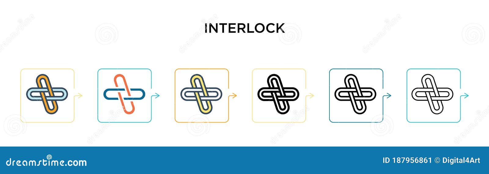 Interlock Vector Icon in 6 Different Modern Styles. Black, Two Colored ...