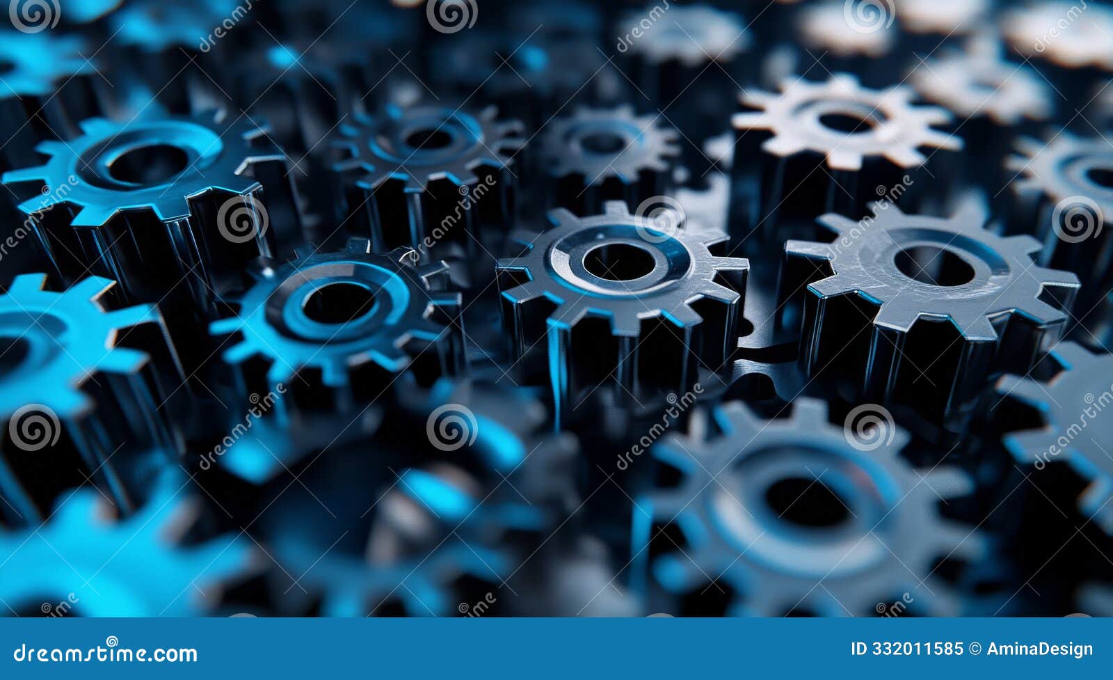 Interlocked Blue Metal Gears Achieving Precision in the World of ...