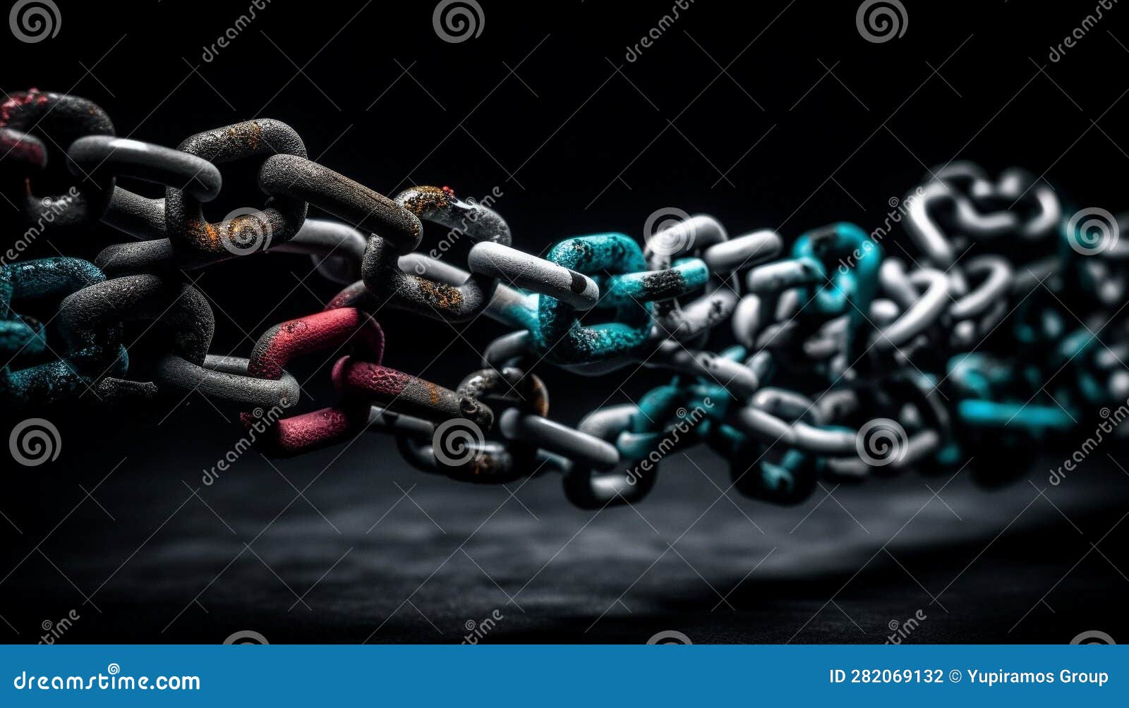 Interlocked Chain Link Collection Symbolizes Teamwork and Industry ...