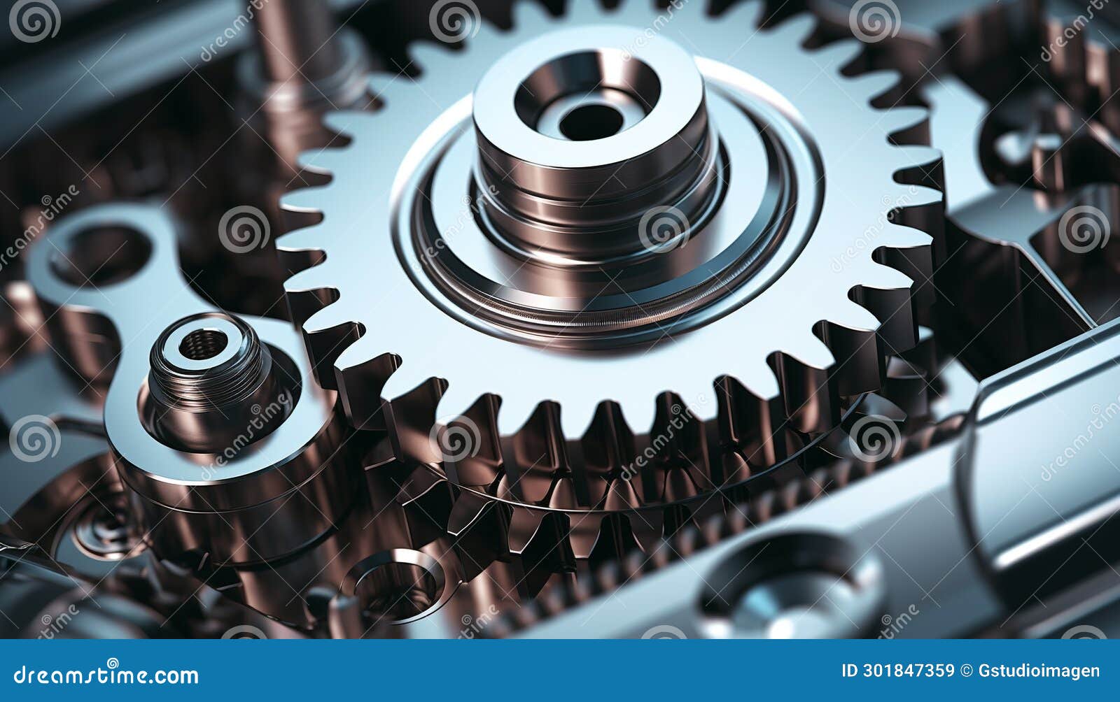 Interlocked Gears Turning, Teamwork in Manufacturing Industry Generated ...