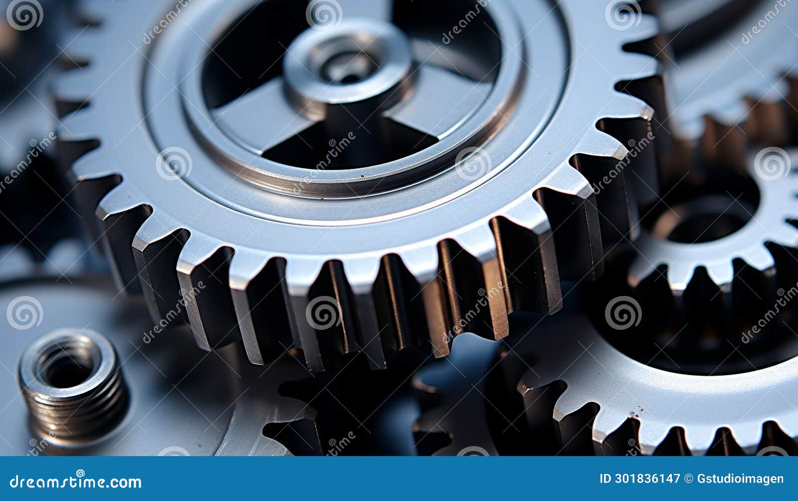 Interlocked Metal Gears Turning, Symbolizing Teamwork and Cooperation ...