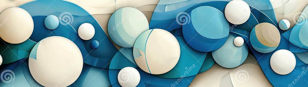 Interlocking Blue and White Spheres Evoke a Sense of Movement and Depth ...