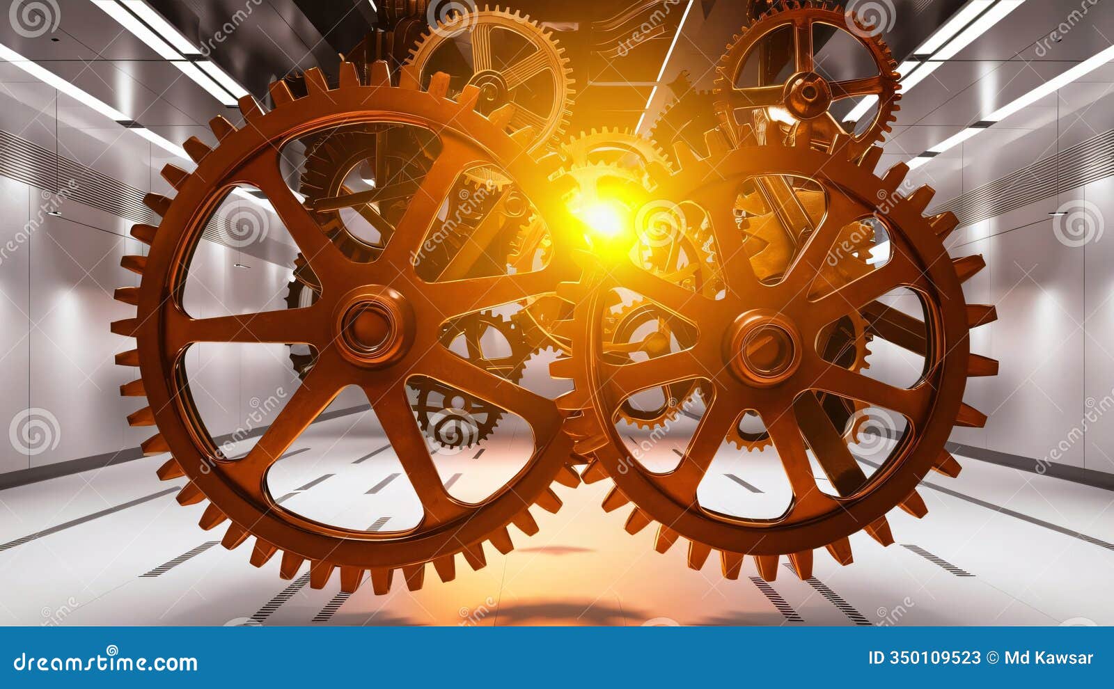 Interlocking Bronze Gears Mechanism in Modern High Quality Image Stock ...