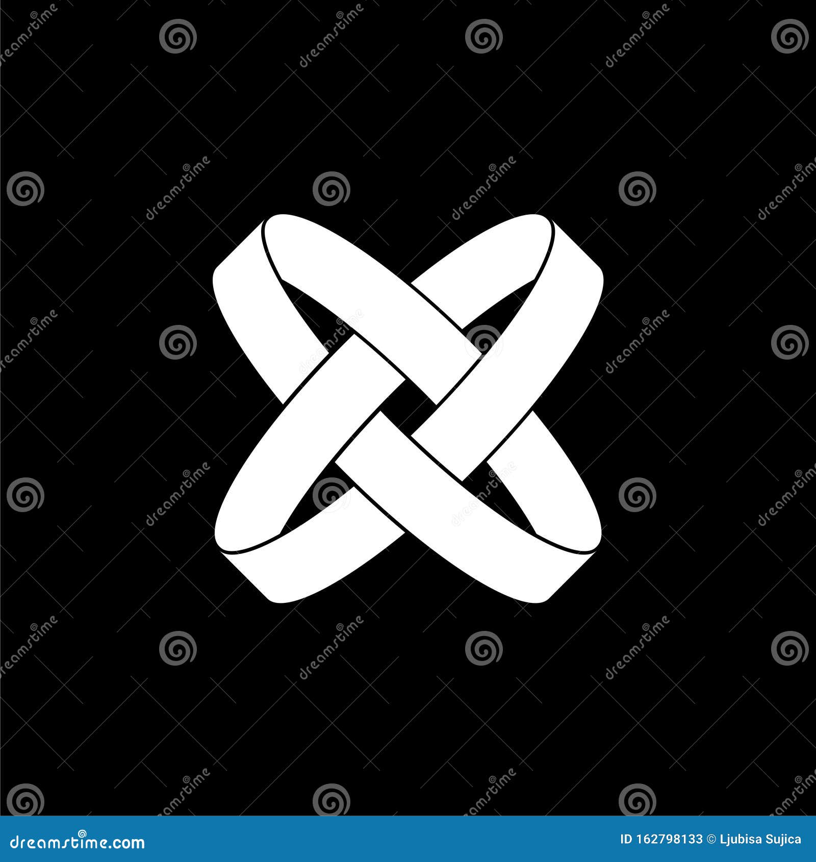 Interlocking Circles. Circles, Rings Concept Icon Isolated on Black ...