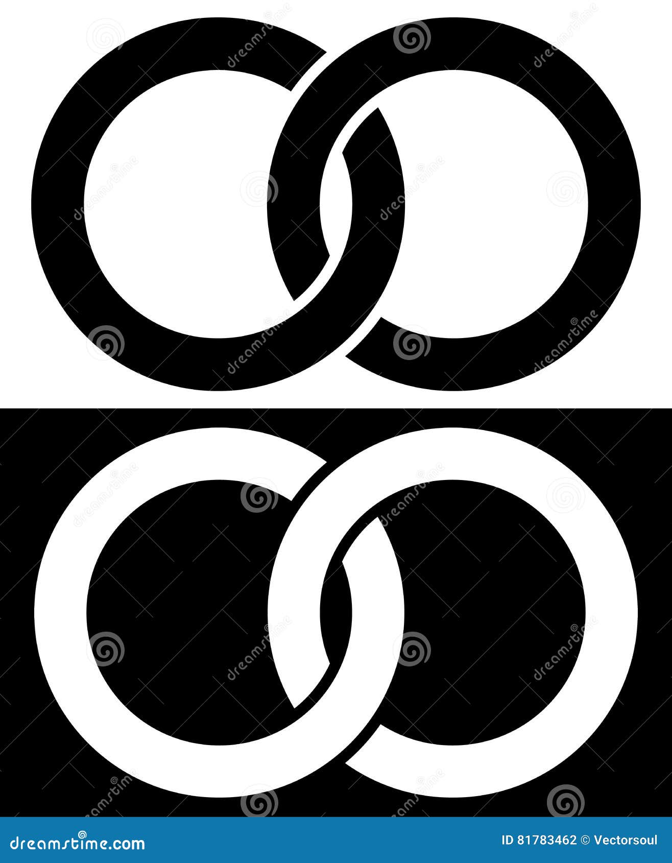 Interlocking Circles Rings Abstract Icon Connection Concept Ic Stock