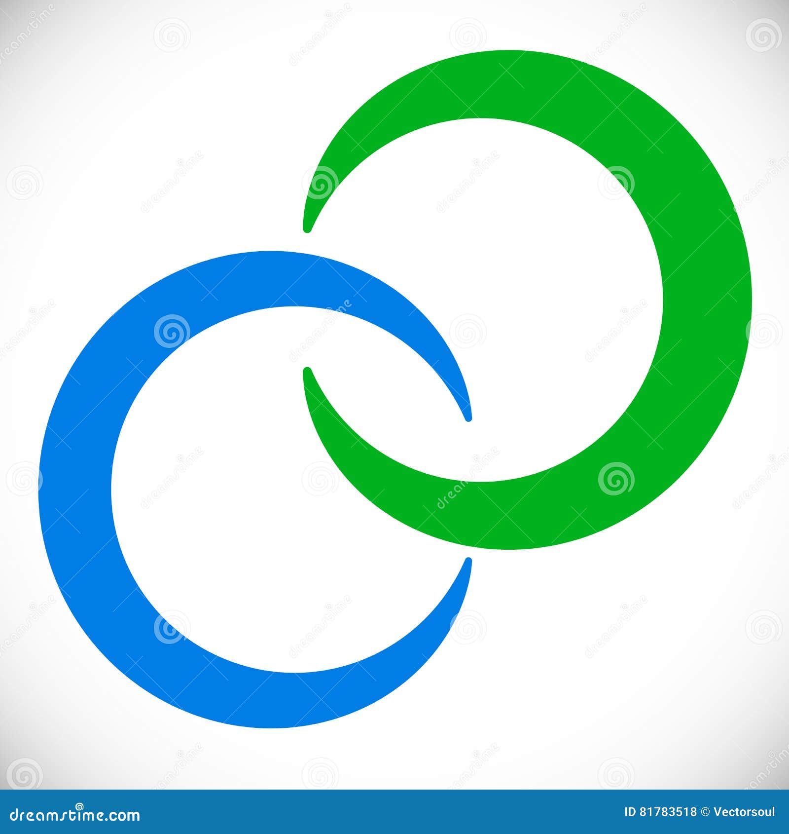 Interlocking Circles Rings Abstract Logo Element In Blue And Gr Stock