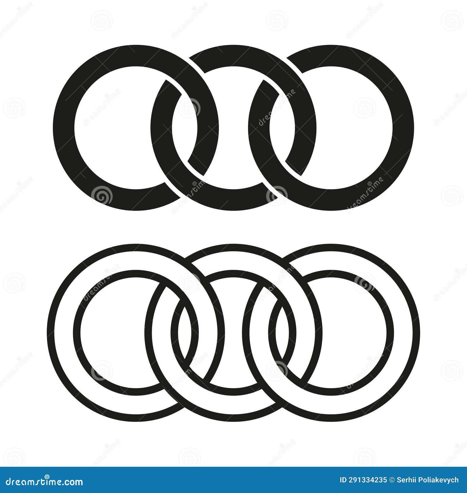 Interlocking Circles, Rings Contour. Vector Illustration. EPS 10 Stock ...