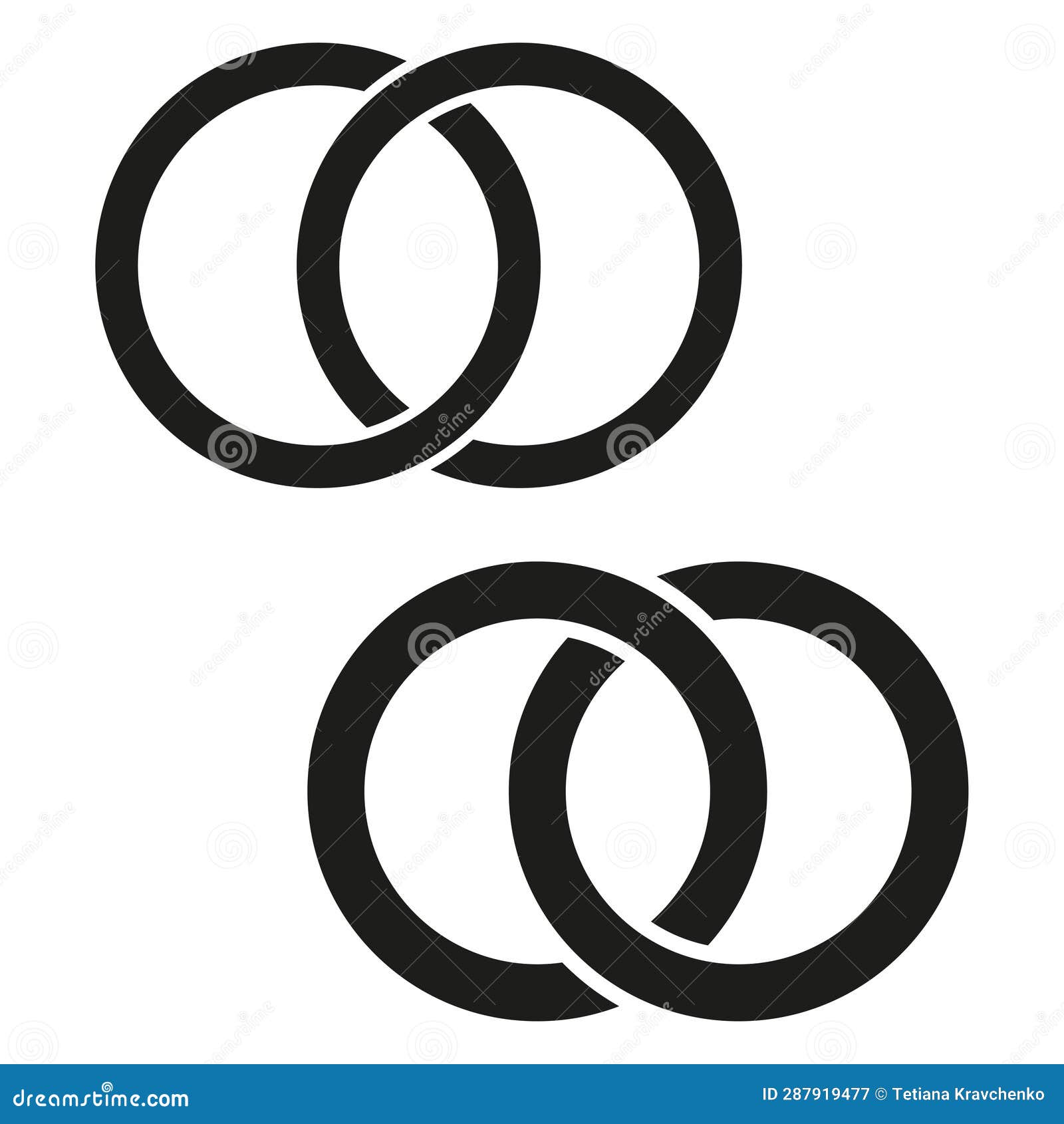 Interlocking Circles Set. Circles, Rings Concept Icon. Rings Contour ...