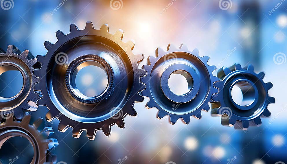 Interlocking Cogs Spin in Dynamic Motion, Showing Teamwork Stock ...
