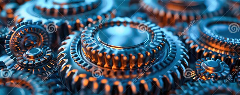 Interlocking Gears a Close-Up View of Precision Engineering, Metal Cogs ...