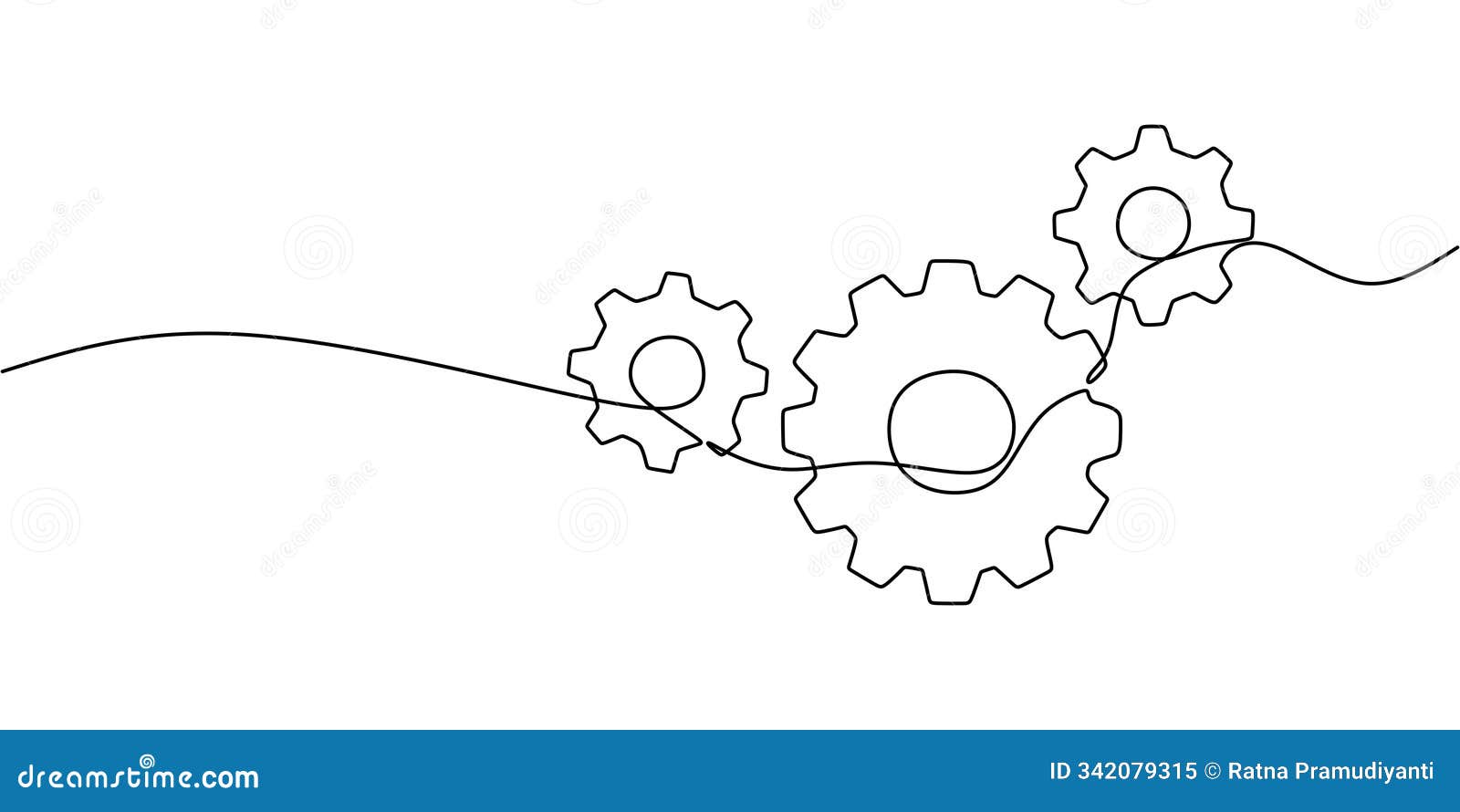 Interlocking Gears Continuous Line Drawing Symbolizing Cooperation in ...