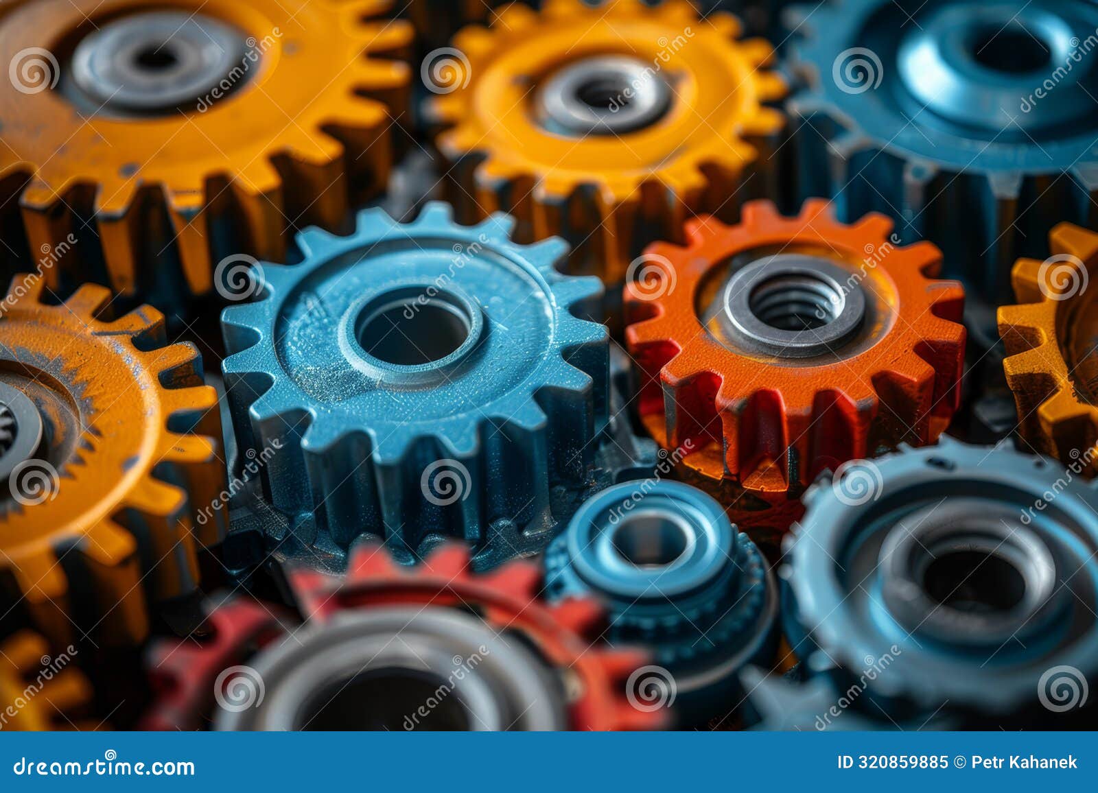 Interlocking Gears of Different Sizes and Colors Working Together ...