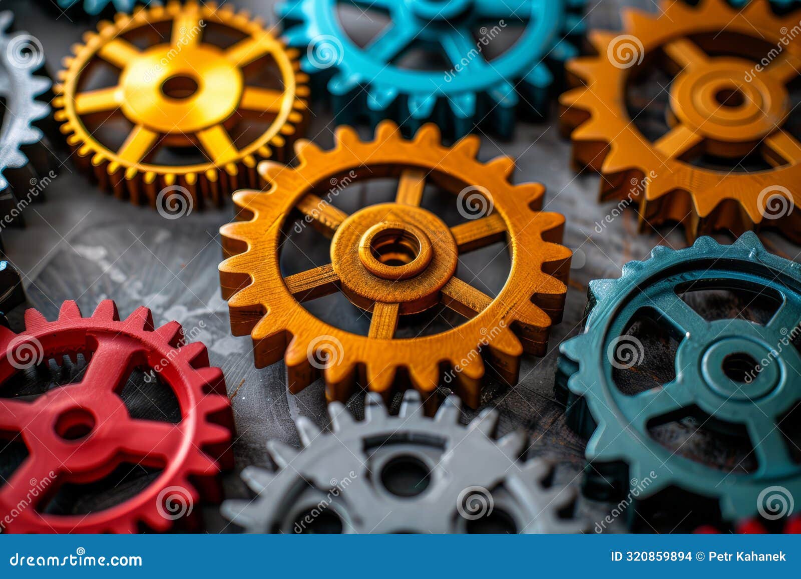 Interlocking Gears of Different Sizes and Colors Working Together ...